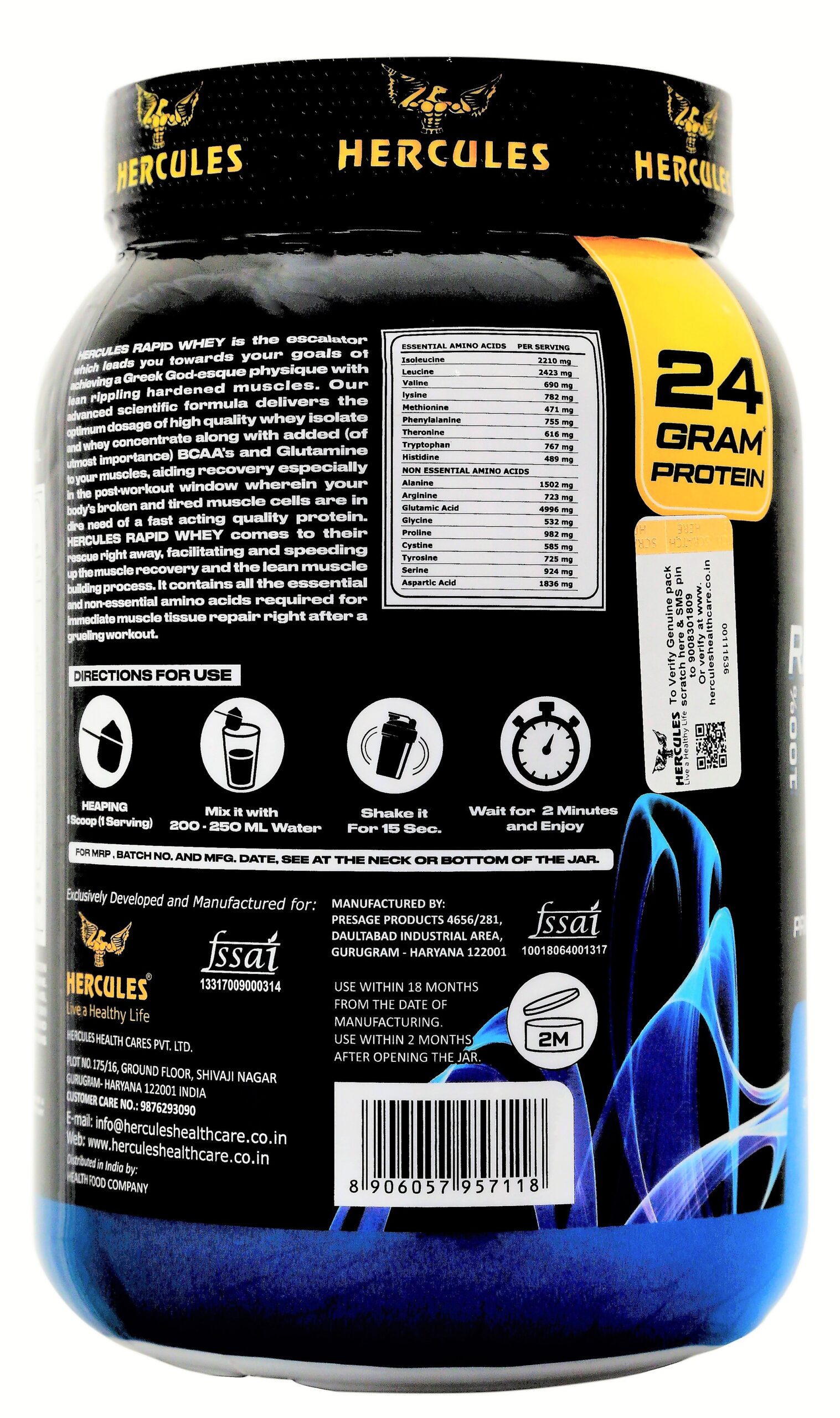 HERCULES Rapid Whey Protein Whey Protein (2 kg, Chocolate ...